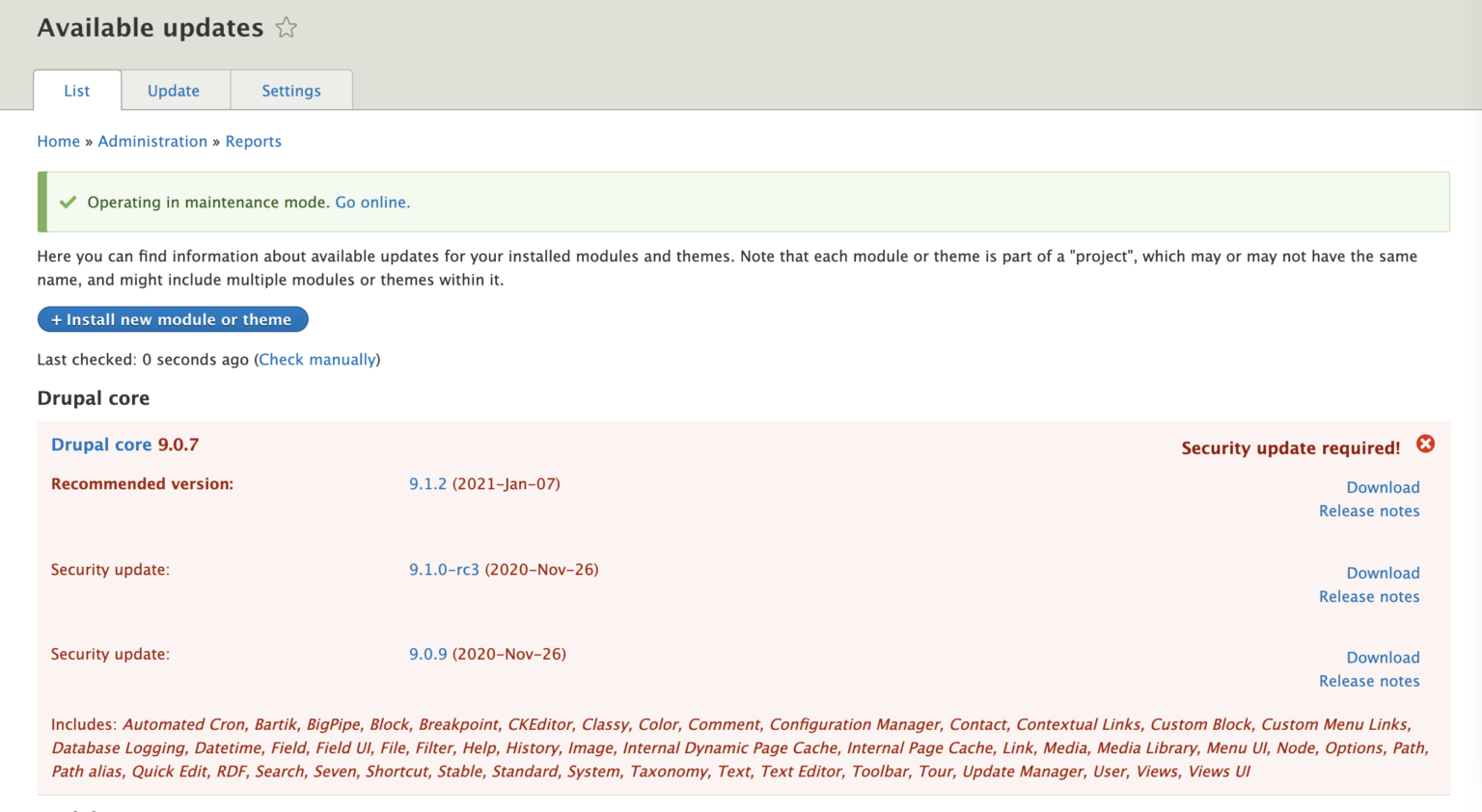 Drupal core upgrade 9.1.2 - Full Stack Programmer